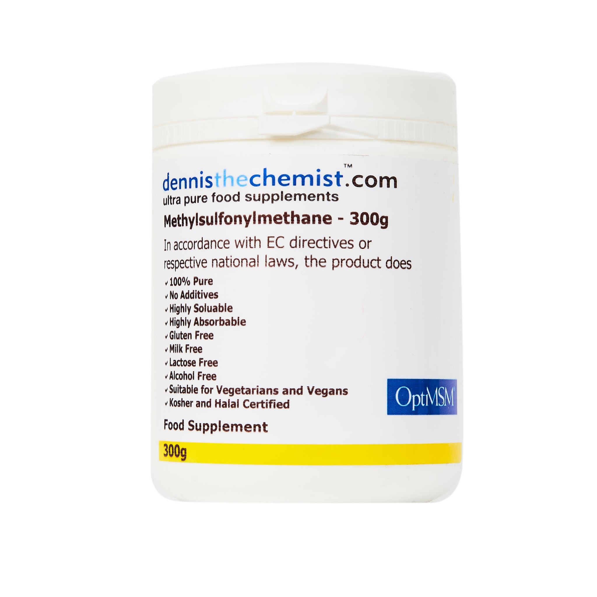 dennisthechemist OptiMSM Pure Crystal Flakes 300g suitable for kosher/